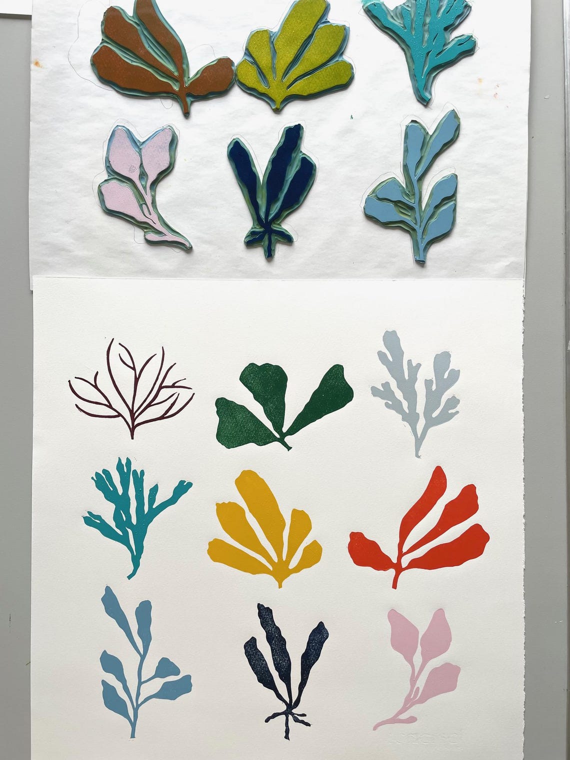 Seaweed 9 Colourful Original Lino Block Print Modern Minimal Art - Etsy