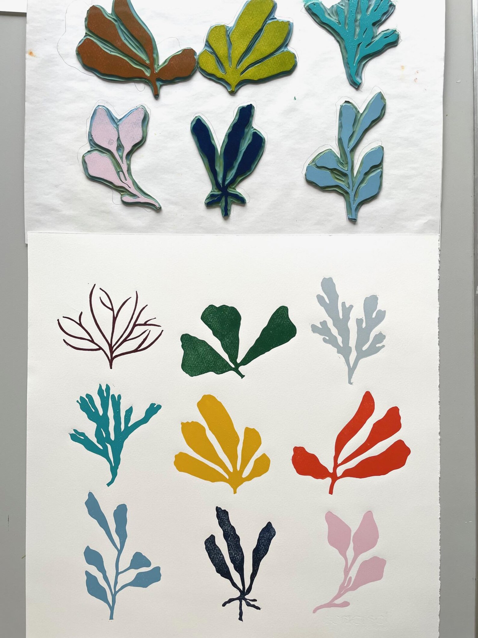 Seaweed 9 Colourful Original Lino Block Print Modern Minimal Art - Etsy