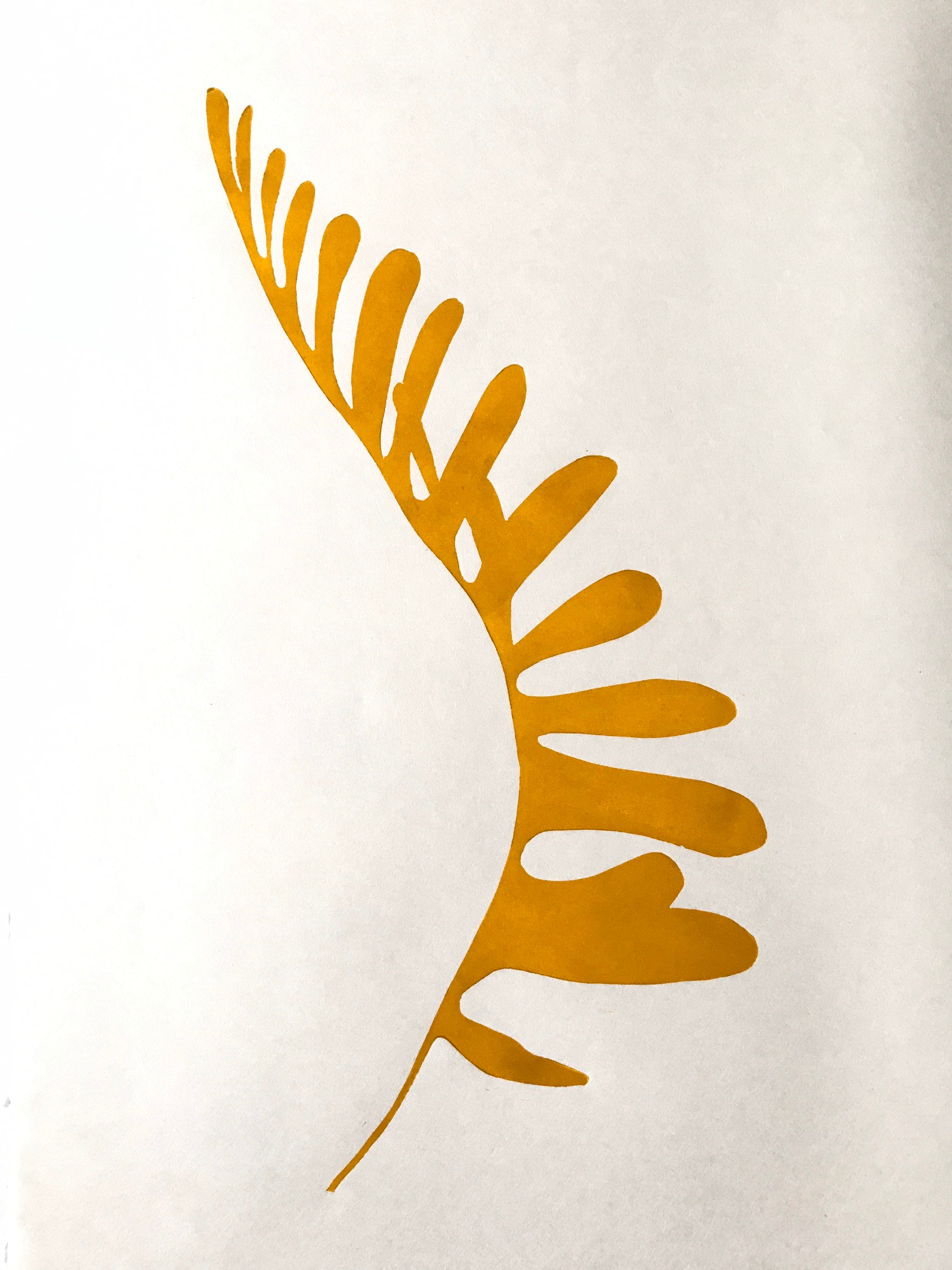 Golden Yellow Rusty Back Fern, Bold Coloured Silhouette, Bold Botanical ...