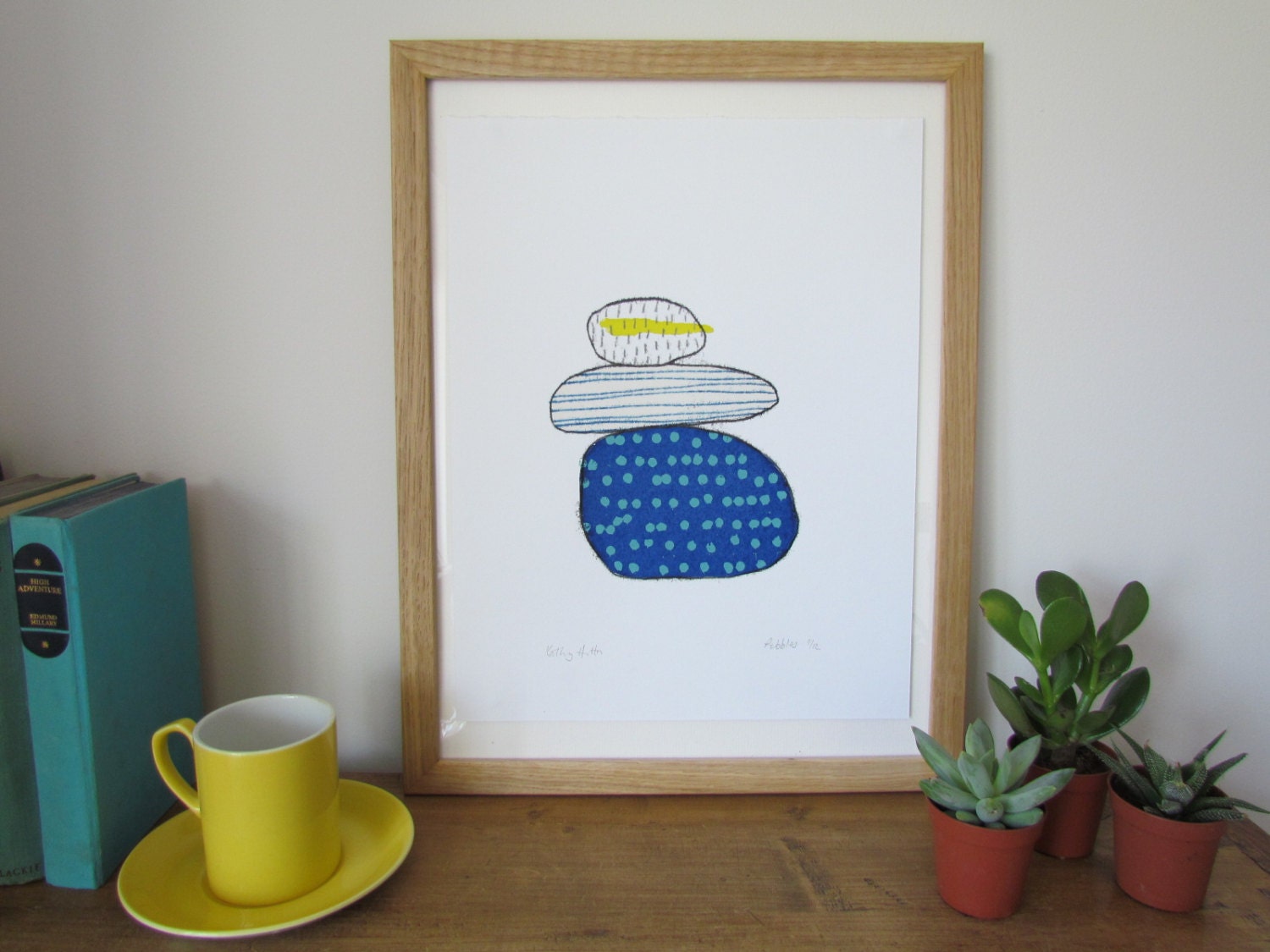 Minimalistic Coastal Pebbles Print. Handmade Original - Etsy