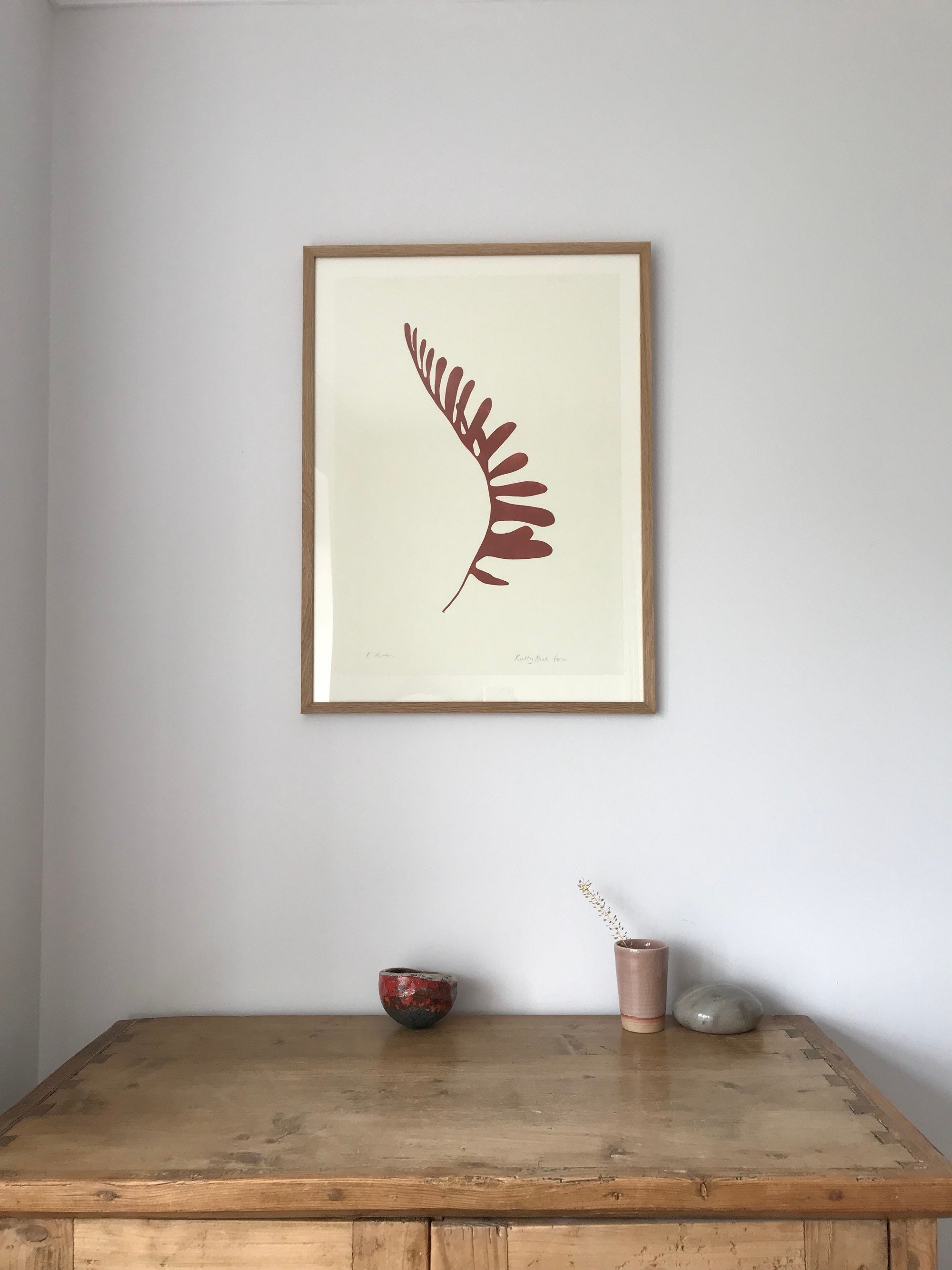 Rusty Back Fern, Terracotta Coloured Silhouette, Bold Botanical ...