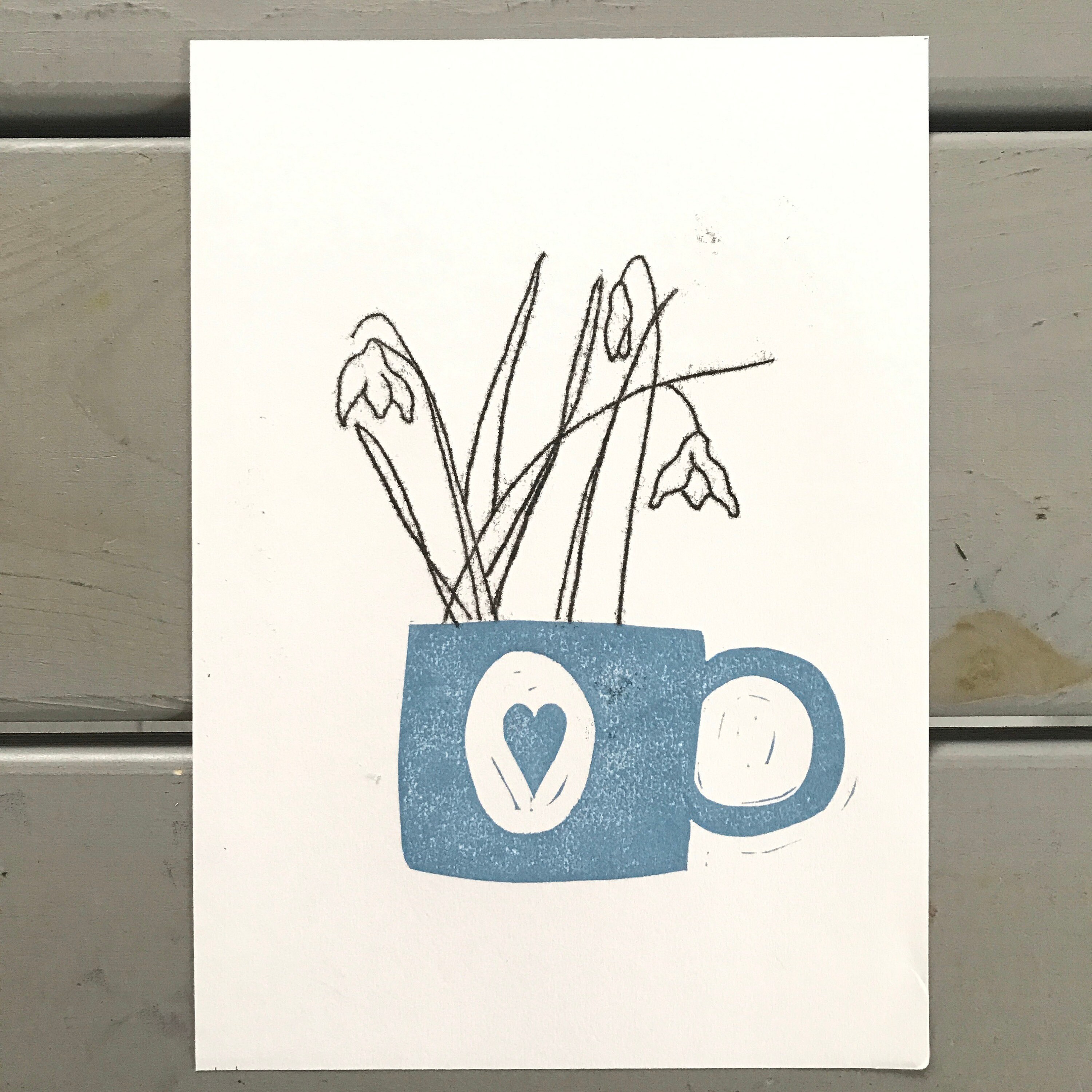 Snowdrops and Heart Mug Original Art Valentines Spring Gift Cup of Love ...