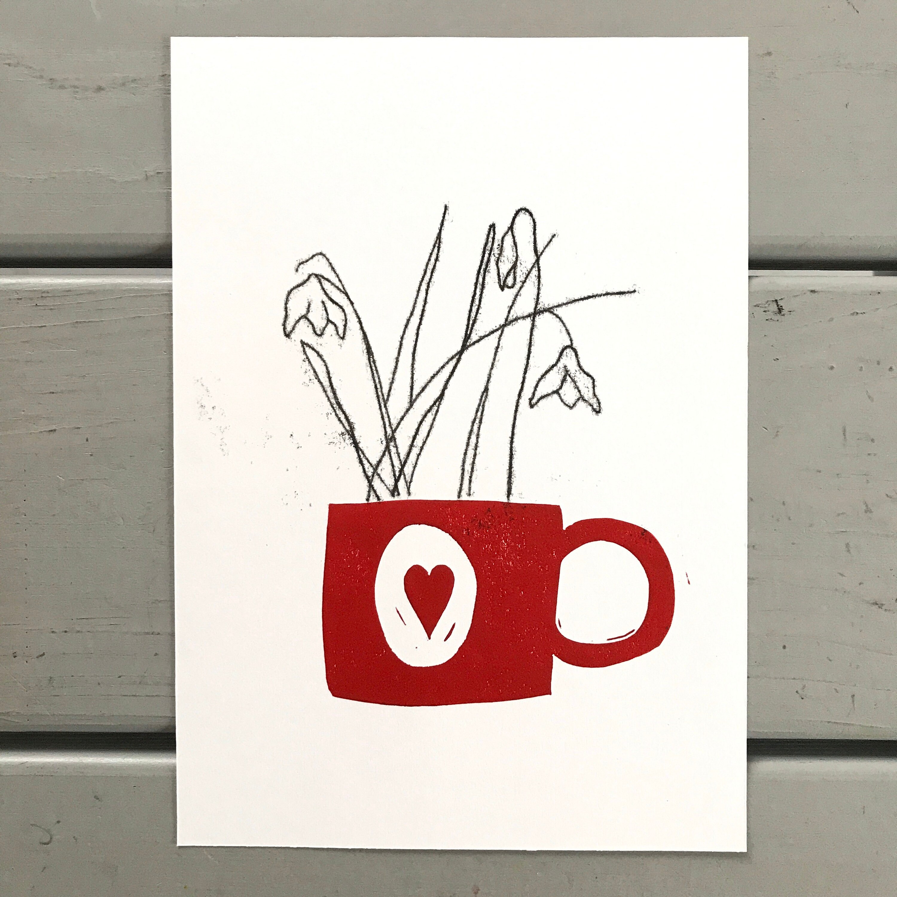Snowdrops and Heart Mug Original Art Valentines Spring Gift Cup of Love ...