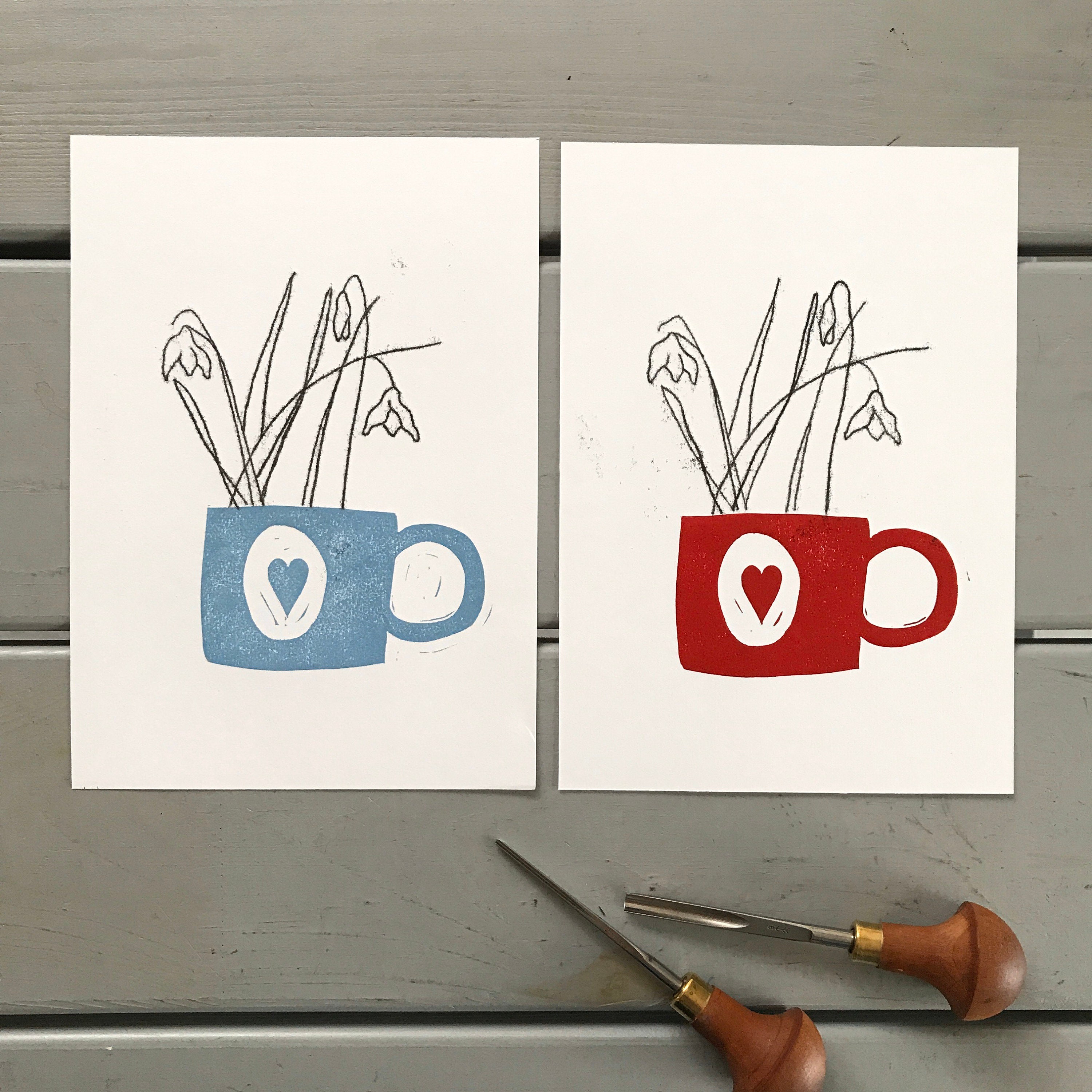 Snowdrops and Heart Mug Original Art Valentines Spring Gift Cup of Love ...