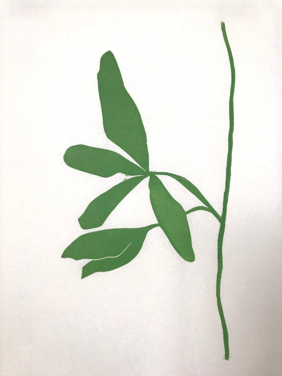 Minimal White Beam Leaf Original Print on Handmade Japanese Paper. Leaf ...