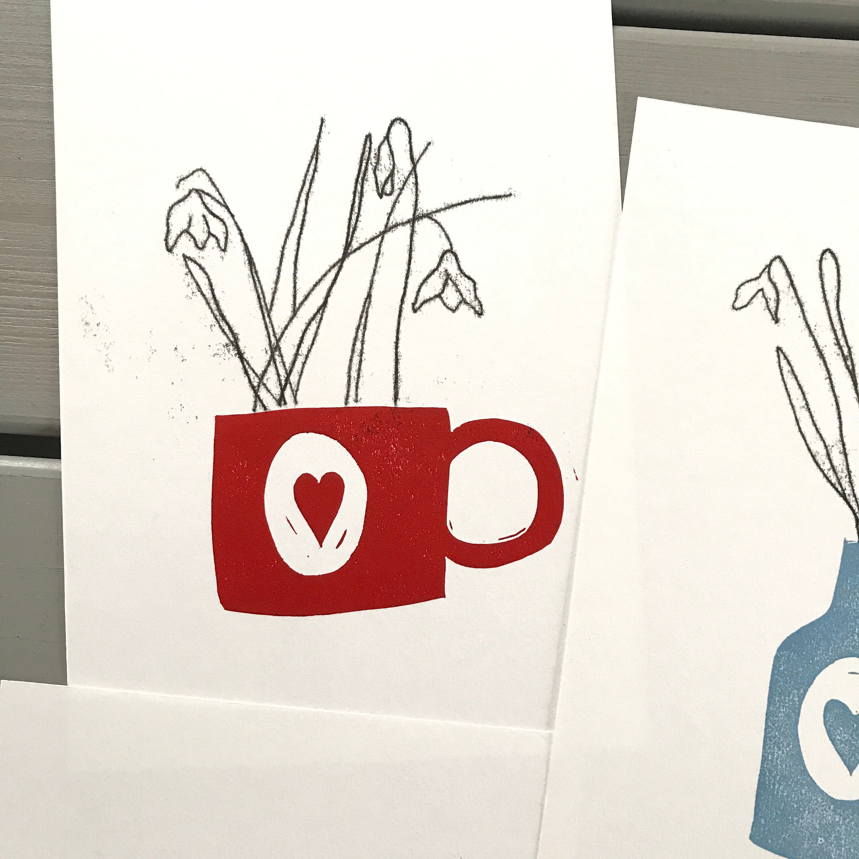 Snowdrops and Heart Mug Original Art Valentines Spring Gift Cup of Love ...