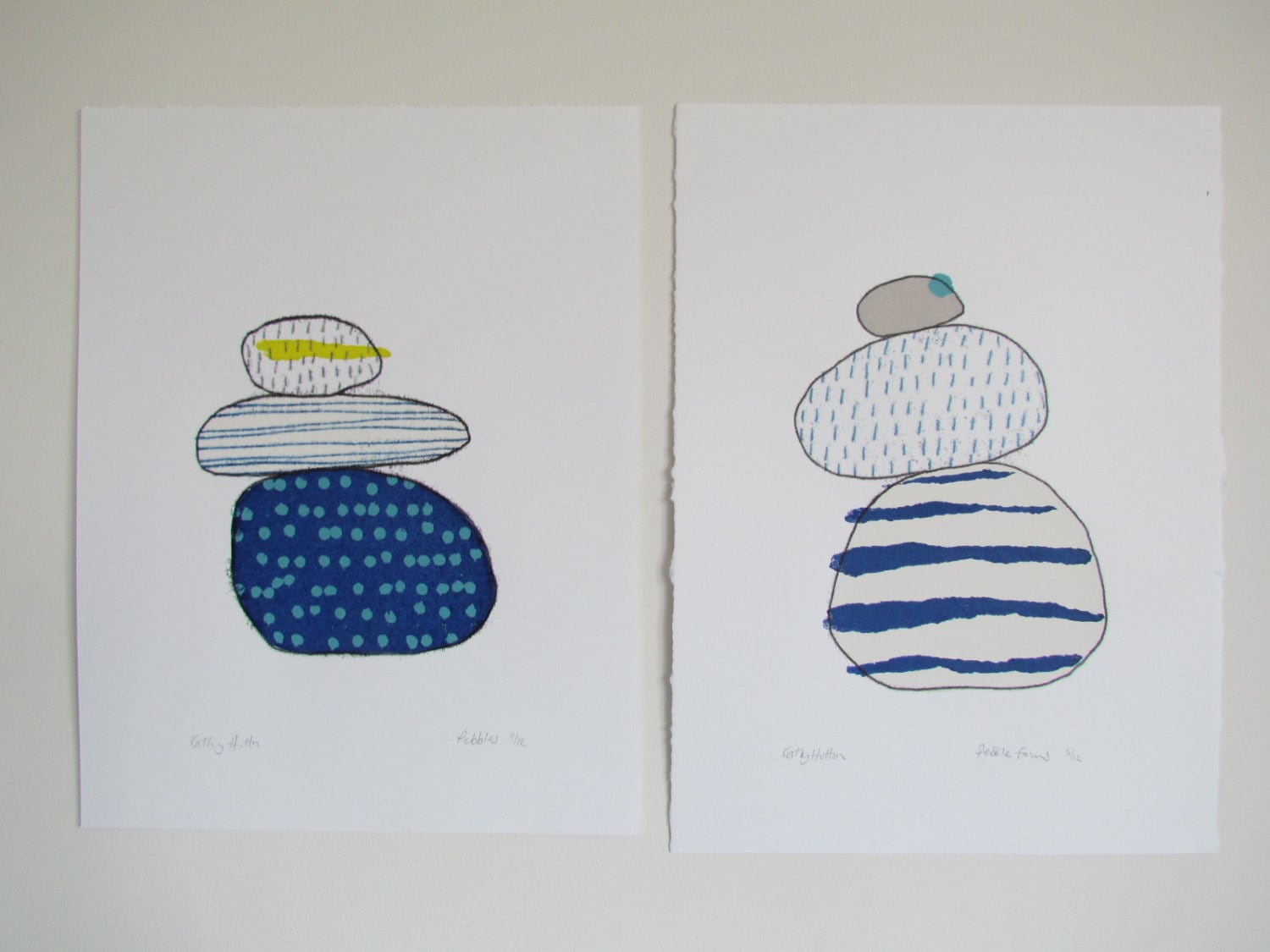 Minimalistic Coastal Pebbles Print. Handmade Original - Etsy