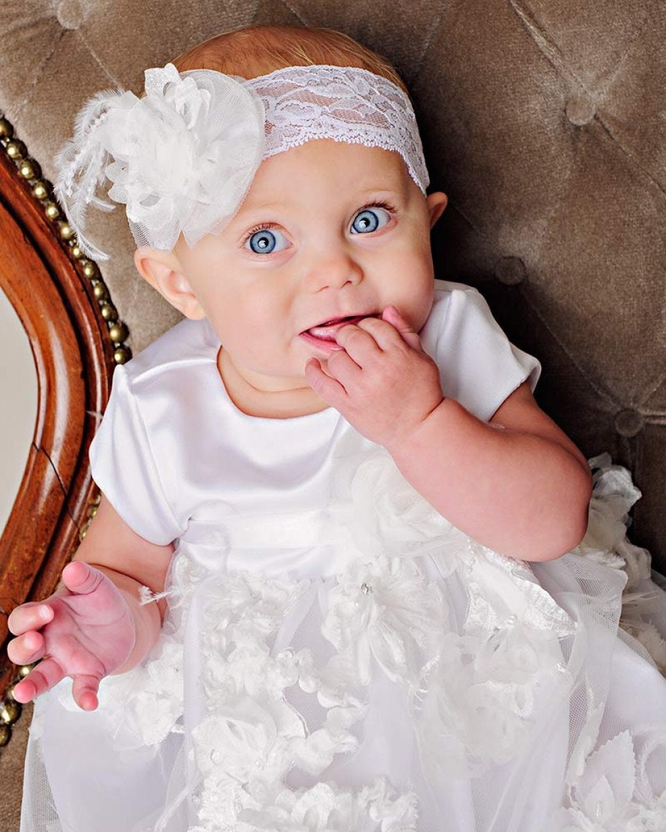 Margo Feather Dainty Christening Dress, Baptism Dress, Blessing Dress ...