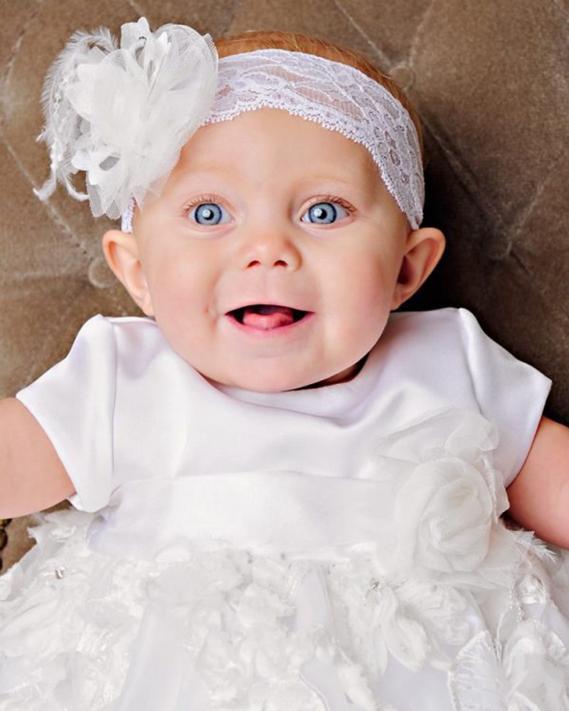 Margo Feather Dainty Christening Dress, Baptism Dress, Blessing Dress ...