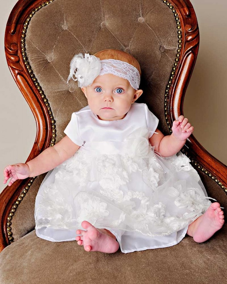 Margo Feather Dainty Christening Dress, Baptism Dress, Blessing Dress ...