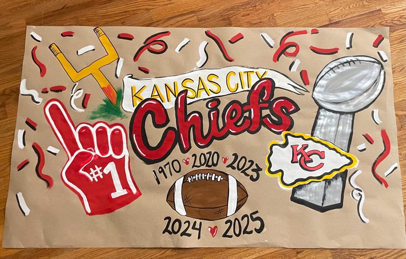 KC Chiefs Banners Hand Painted for Super Bowl - Etsy