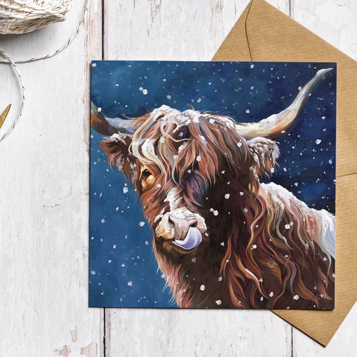 Fun Highland Cow Card - Etsy