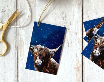 Highland Cow Christmas Gift Tags | Rustic Farmhouse Holiday Wrapping ...
