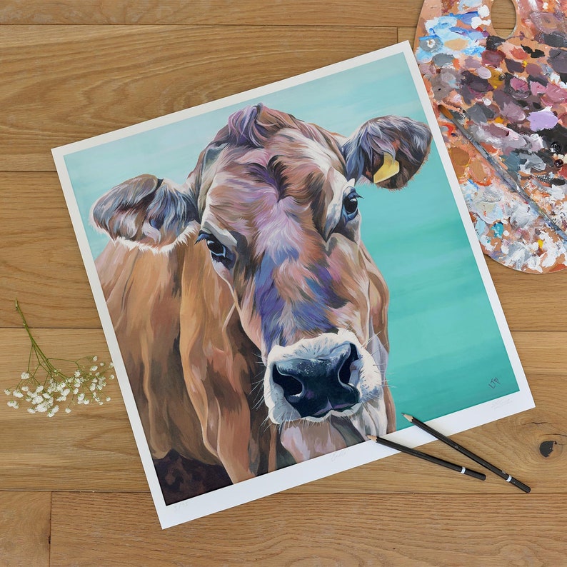 Jersey Cow Limited Edition Art Print Melody Cow Painting | Etsy