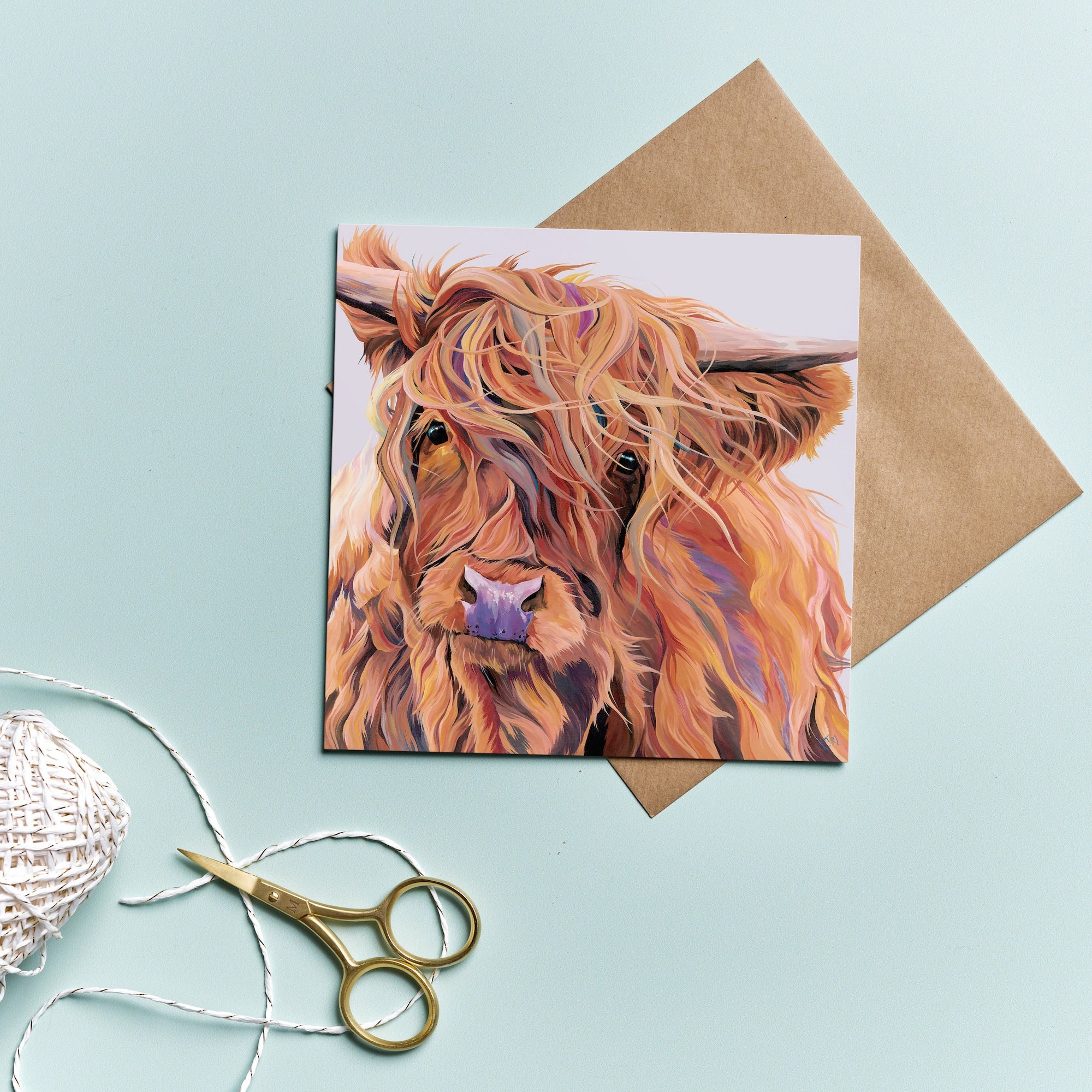 Highland Cow Card - Etsy