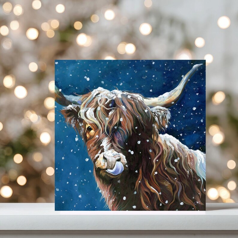 Highland Cow Christmas Card - Etsy