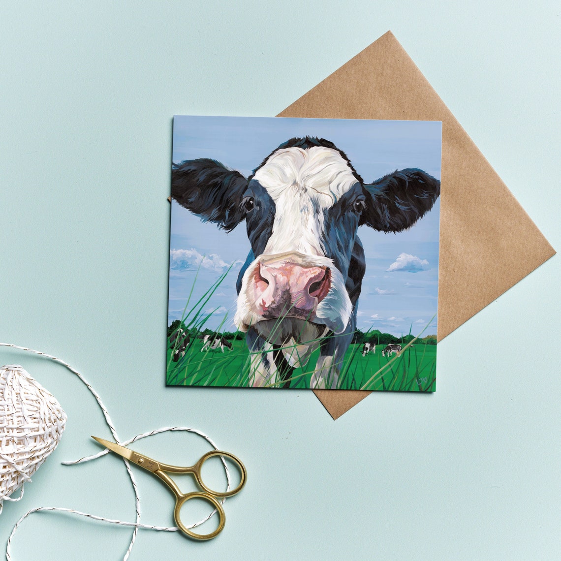 Black and White Dairy Cow Card - Etsy