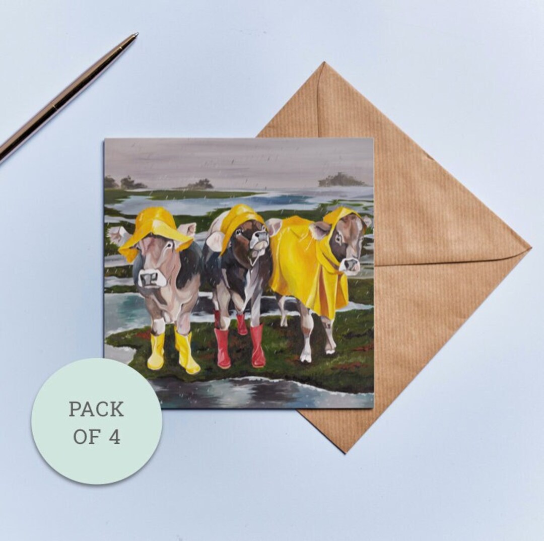 Fun Cow Cards 4 Pack - Etsy