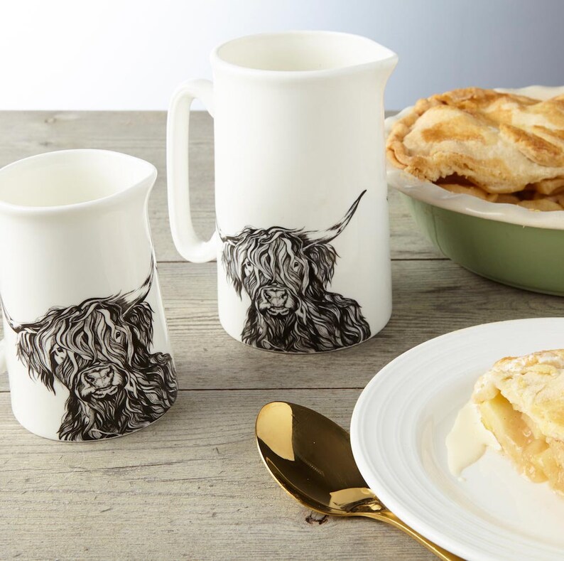 Highland Cow Cream and Milk Jug | Etsy