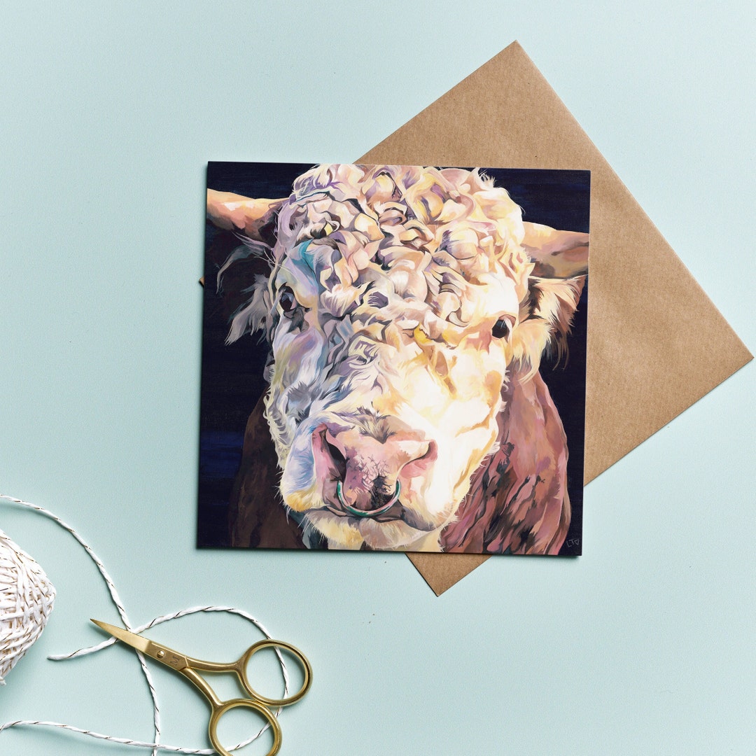 Hereford Bull Card for Him - Bull Father's Day Card - Card for Dad - Etsy