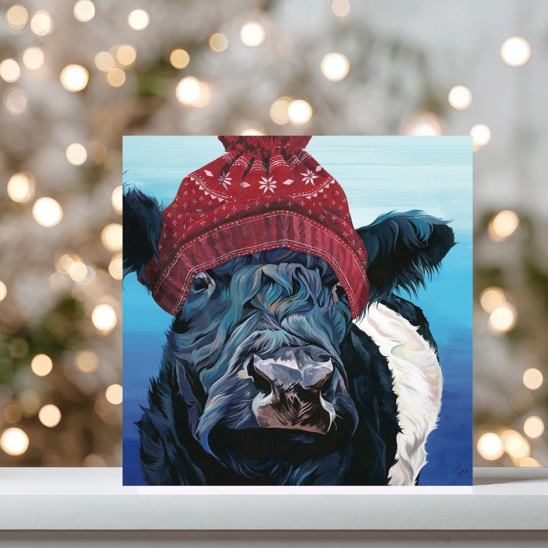 Belted Galloway Christmas Card, Christmas Card for Farmer - Etsy