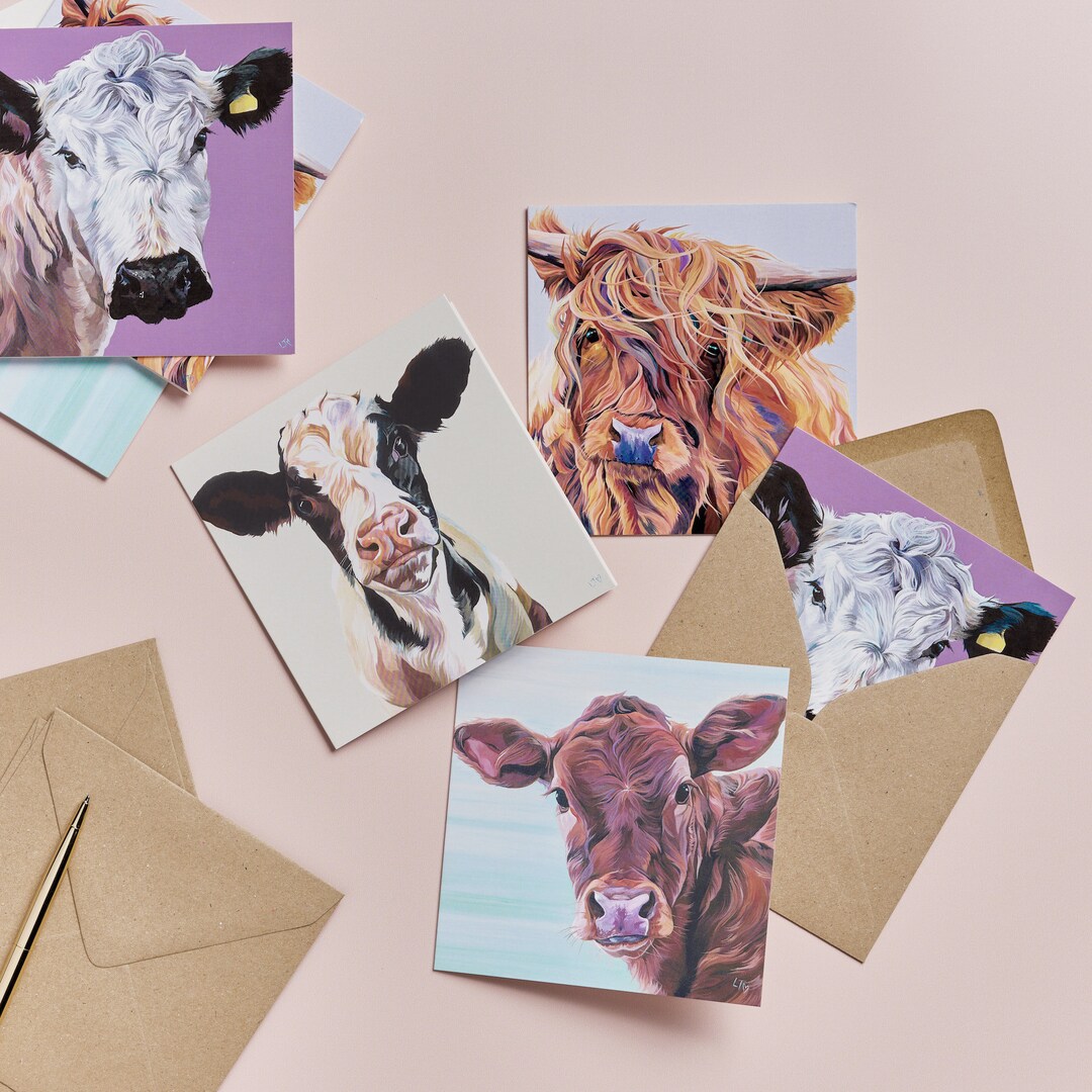 Cow Notecards - Mixed Cows - 8 Pack - Etsy