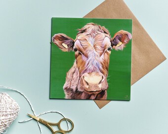Cow Card Cow Greeting Card Cow and Calf Art Cow Art on - Etsy