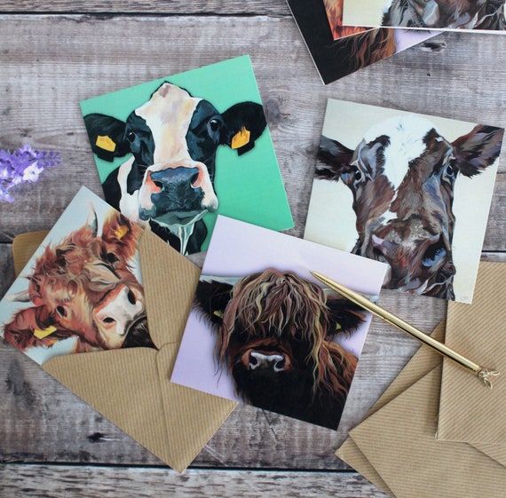 Cow Notecards Mixed Cows 8 Pack | Etsy