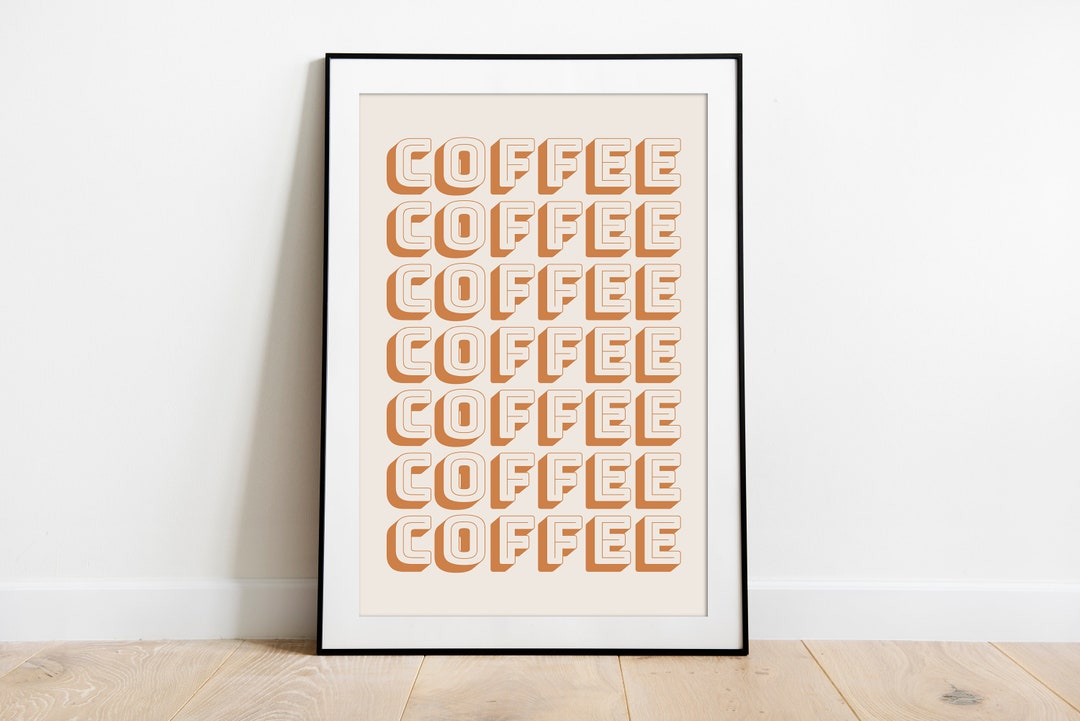 WALL ART COFFEE Wall Art Text Poster, Typography, Quote, Funky Print ...