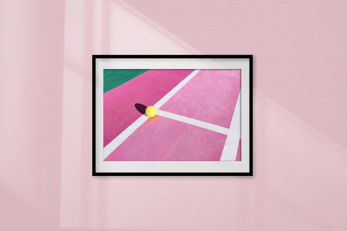 WALL ART Pink Tennis Court, Retro Poster, Wall Print, Digital Download ...