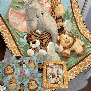 Jungle Babies Quilt With Options to Add Matching Cloth Book, Animal ...