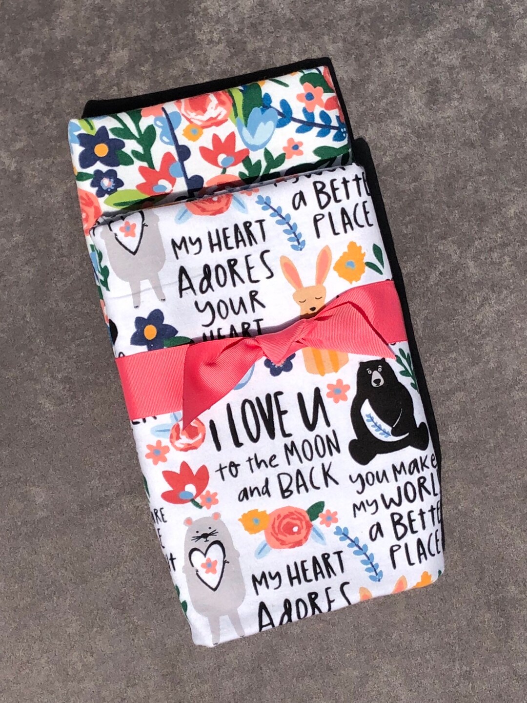 2 Pack of Extra Large Receiving Blankets - Modern Floral Print With ...