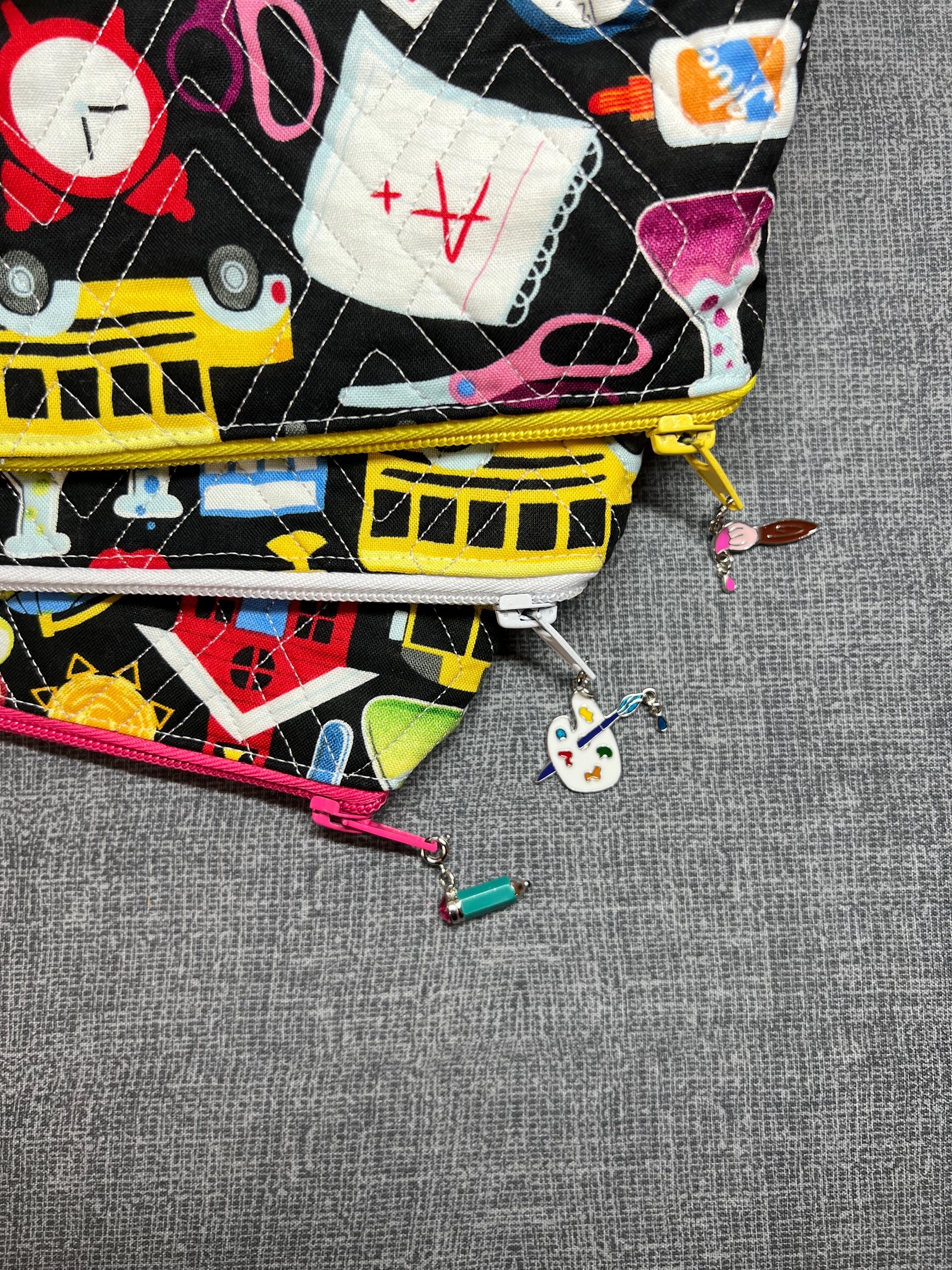 Quilted Zipper Bag With Charm - 10” X 7” With 4” Base - Etsy