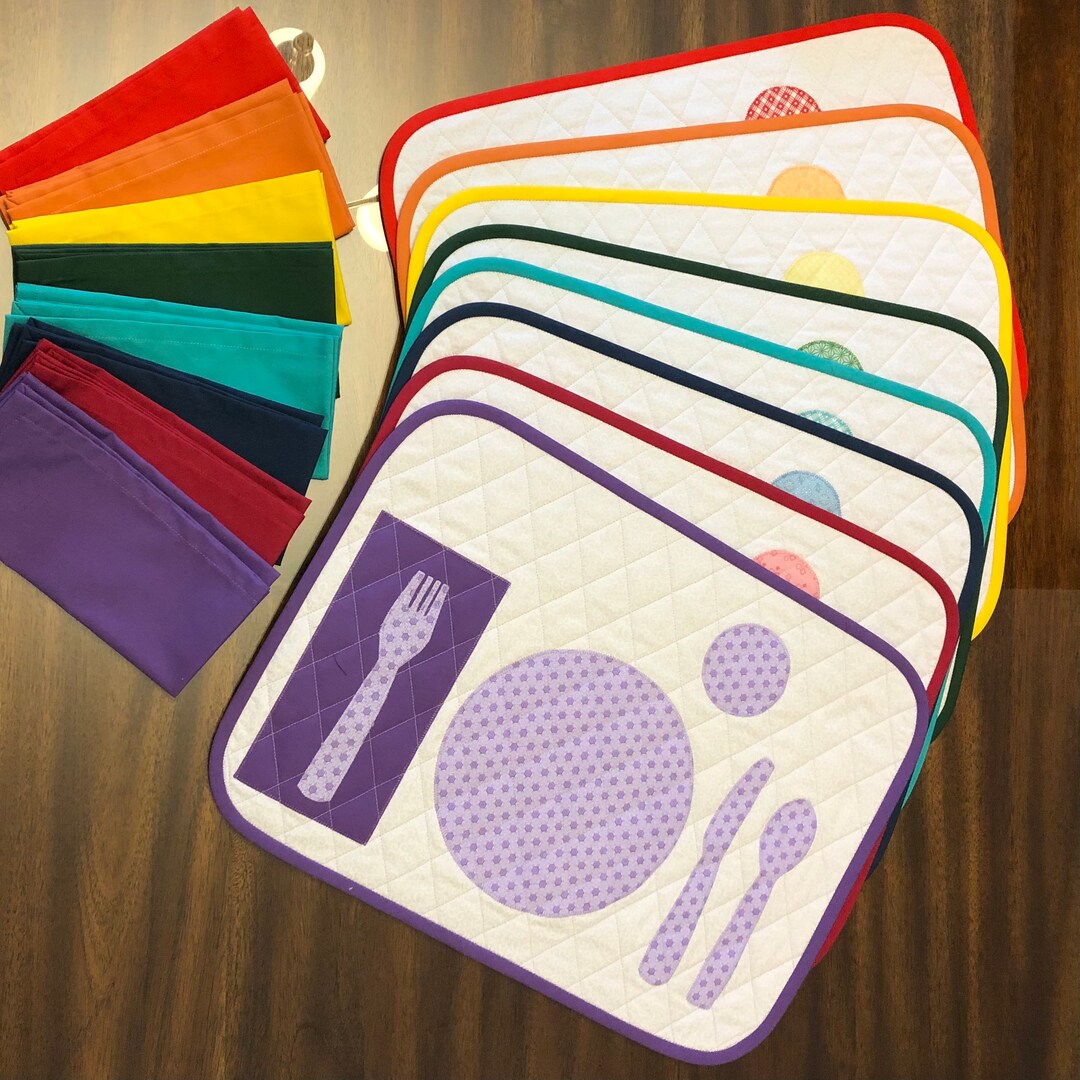 Quilted Montessori Style Set the Table Placemat With Napkin - Washable ...