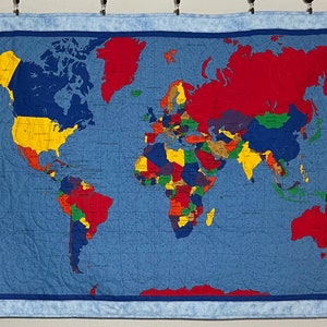 World Map Quilt/wall Hanging - Etsy