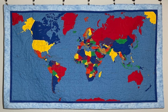 World Map Quilt/wall Hanging - Etsy