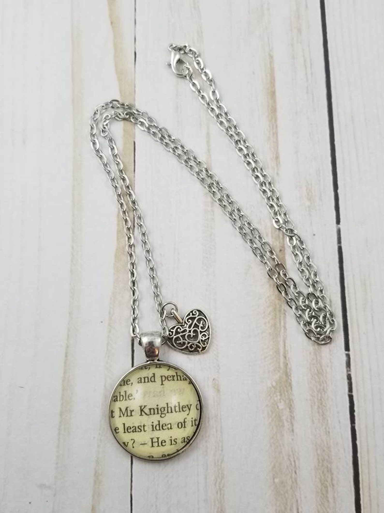 Mr. Knightley Pendant Emma Book Page Necklace | Etsy