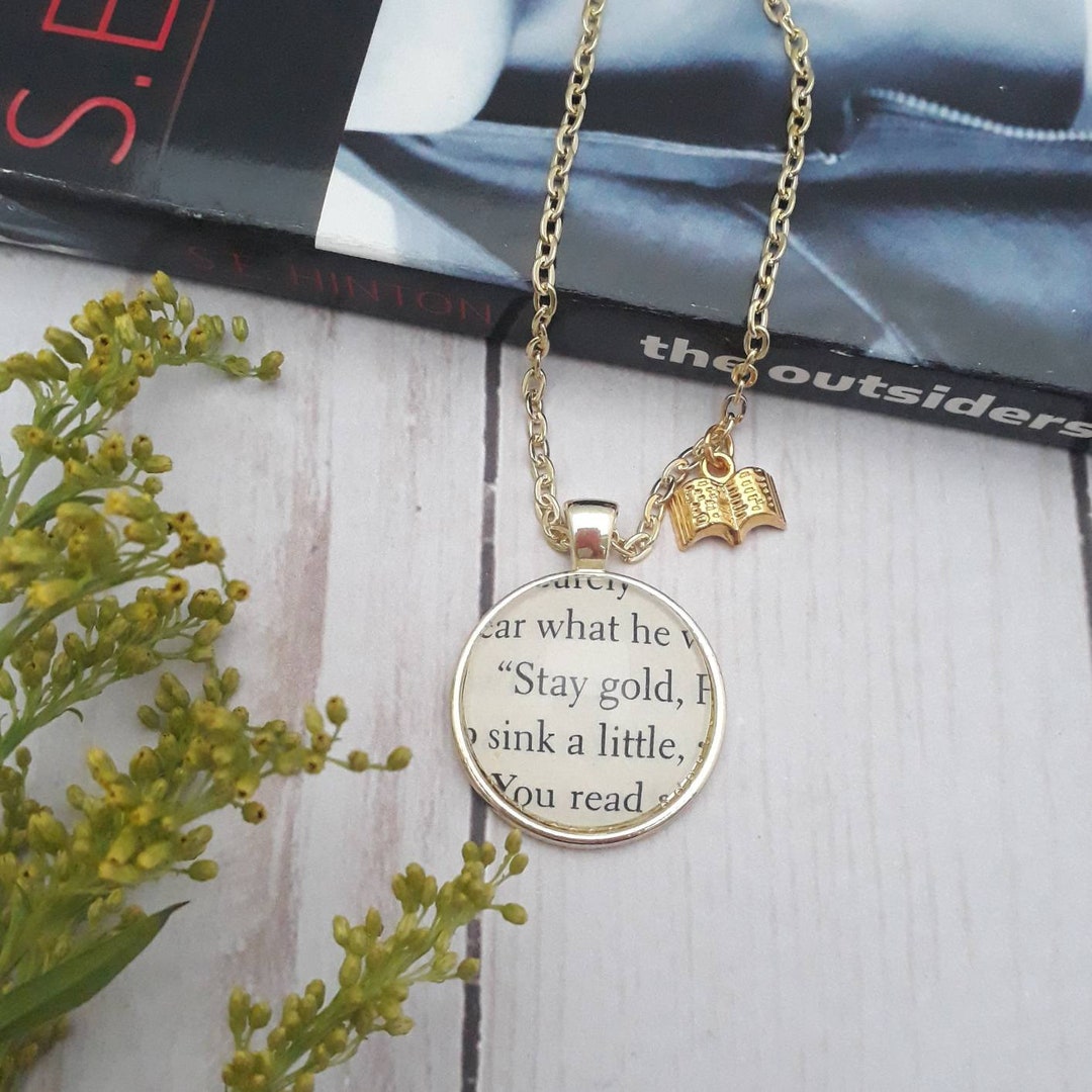 Stay Gold Book Page Pendant - Etsy