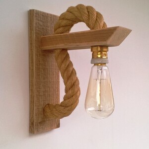 Reclaimed Wood Sconce With Rope, Rope Wall Lamp Lighting - Etsy