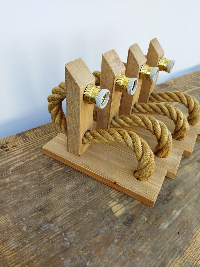 Reclaimed Wood Sconce With Rope Rope Wall Lamp Lighting - Etsy