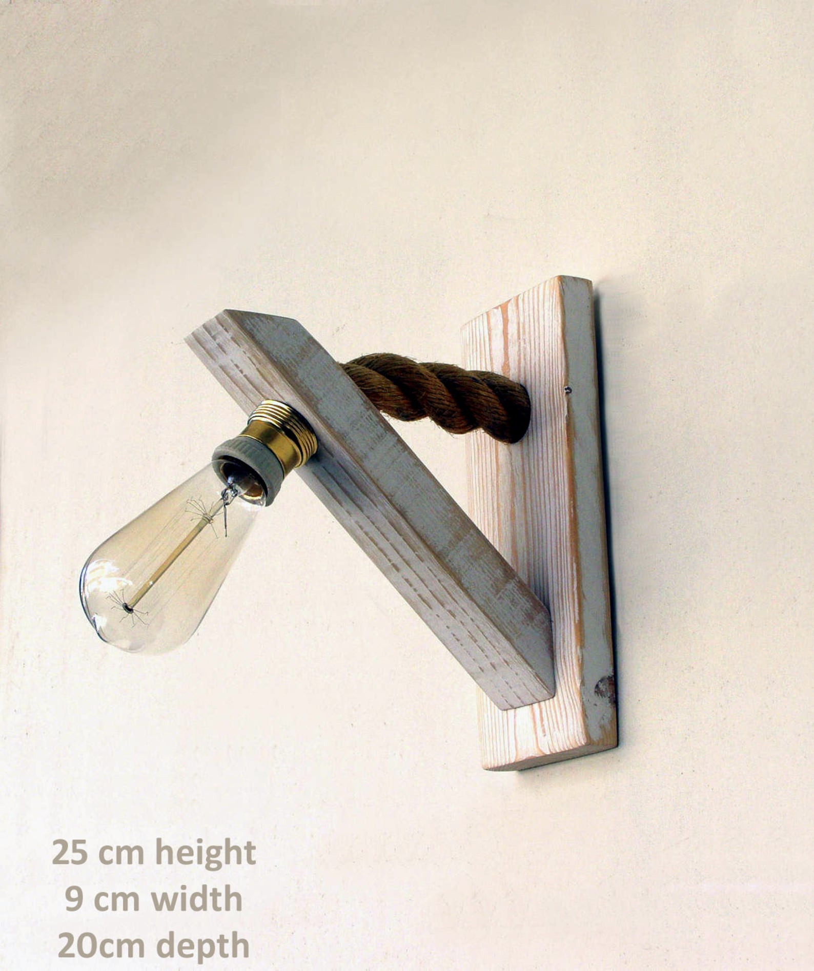 Reclaimed Wood Sconce With Rope, Rope Wall Lamp Lighting - Etsy