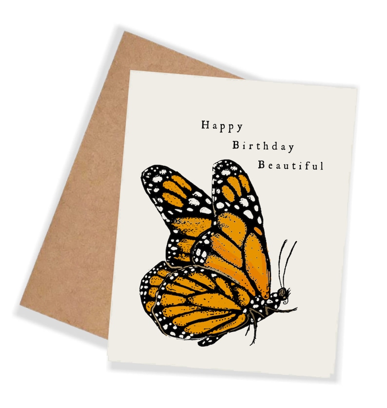 Happy Birthday Beautiful Monarch Card - Etsy