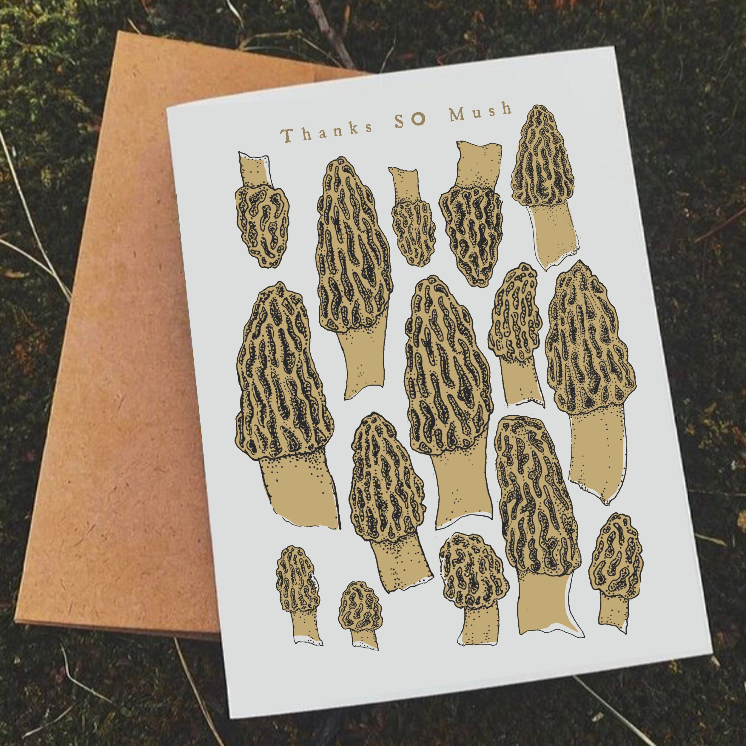 Thank You Mushroom Greeting Card Morel - Etsy