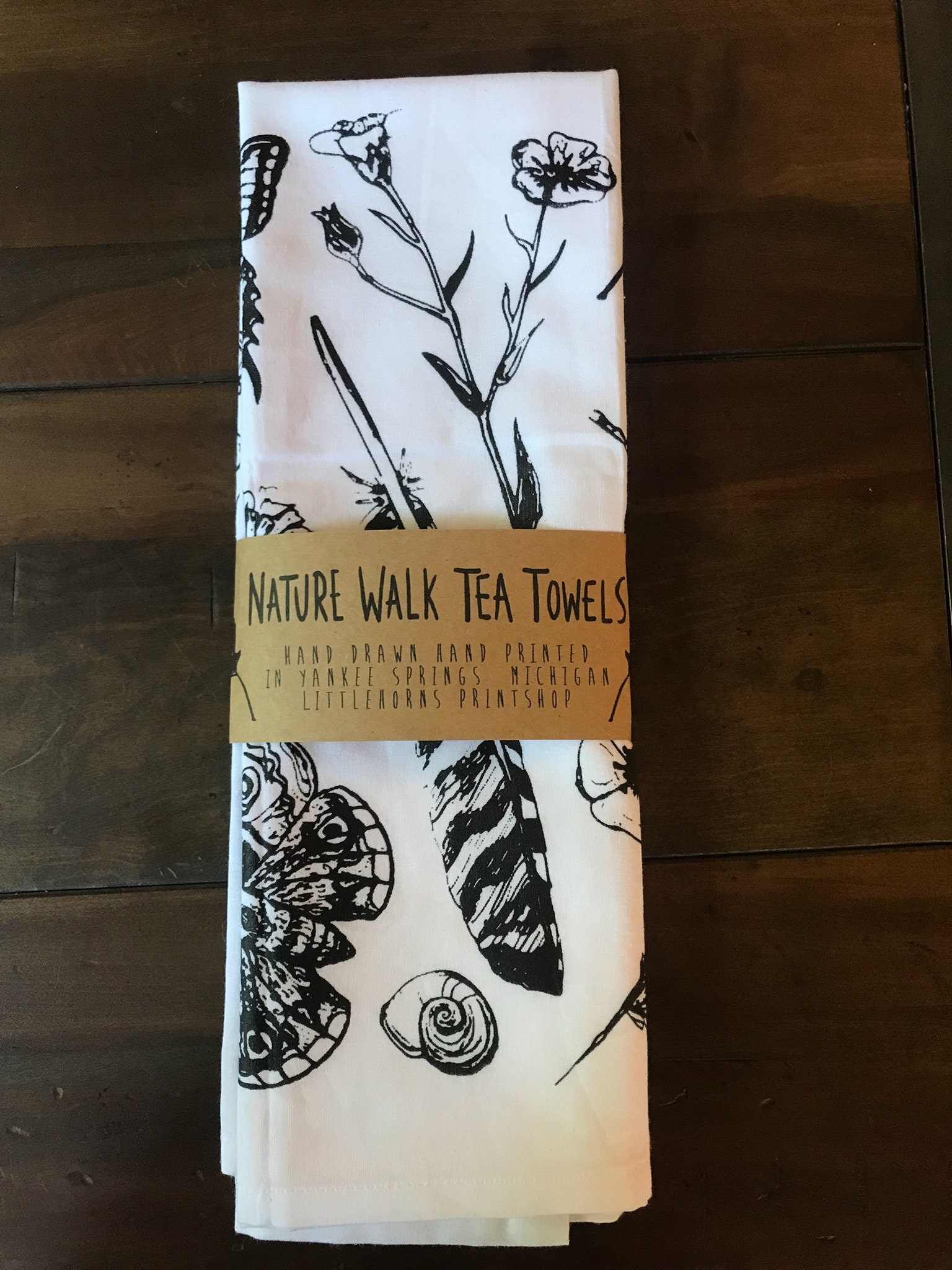 Nature Walk Tea Towel, Nature Print, Feather Towel, Dragonfly Towel ...