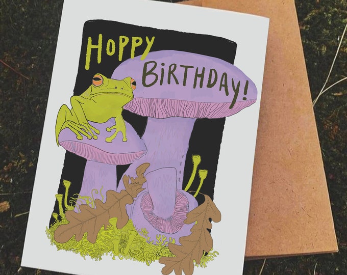 Frog Birthday Card Hoppy Birthday Greeting Card Hope It's Unfrogettable Toad Birthday Card - Etsy