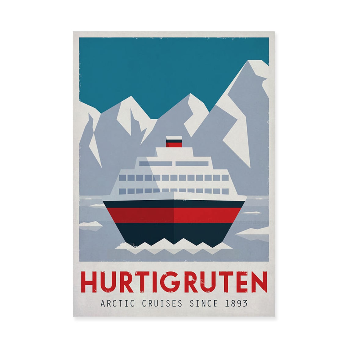 Travel Poster Norway Hurtigruten Ferry Ship Norway | Etsy