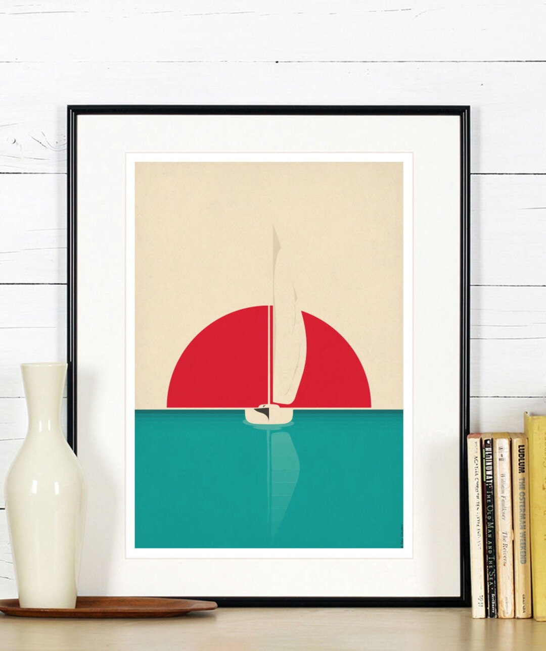 Sailboat Art Print, Nautical Wall Decor, Retro Travel Poster ...