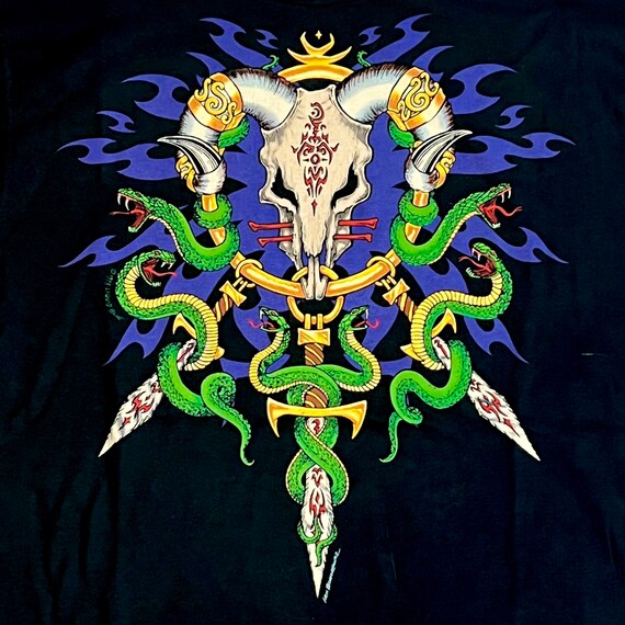 Vintage 90s Goat Devil Skull, Snakes & Knives (Baphom… - Gem