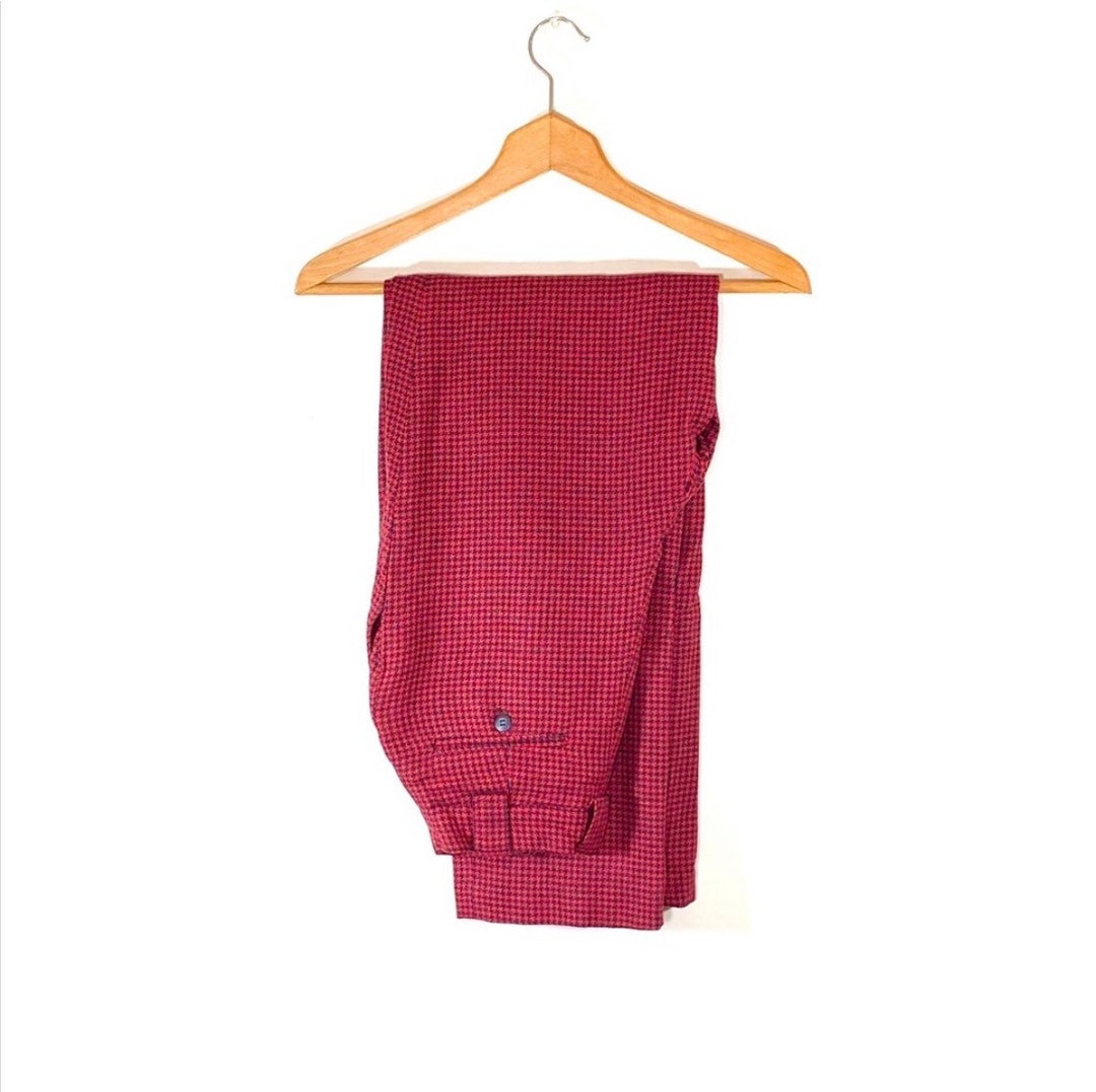 Vintage 70s Paraphernalia Red Houndstooth Lined Wool Pants NYC Fashion ...
