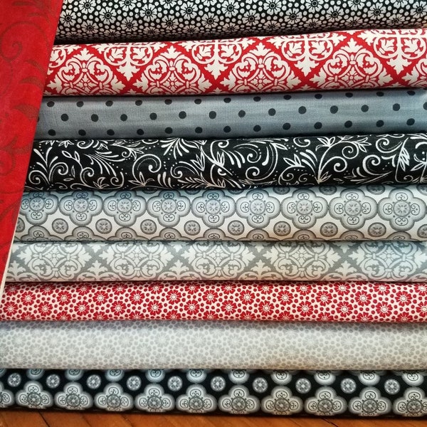 Red Gray Fabric - Etsy